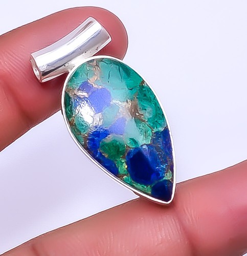 Copper Azurite Chrysocolla Gemstone 925 Sterling Silver Pendant 1.56" P93029616 | eBay