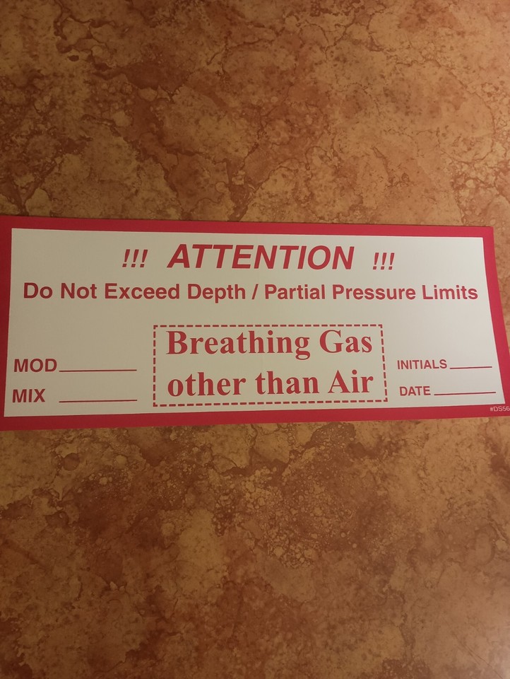 SCUBA Tank contents Label "Breathing Gas other than Air" | eBay