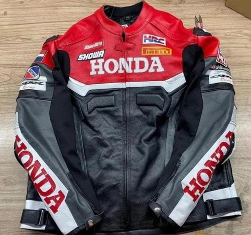 New Honda Motorbike Leather Jacket MotoGP Honda Motorcycle Racing Biker ...