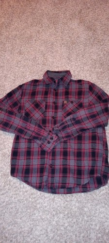 Red COLEMAN Tartan Flannel Long Sleeve Button Down LUMBERJACK Shirt ...