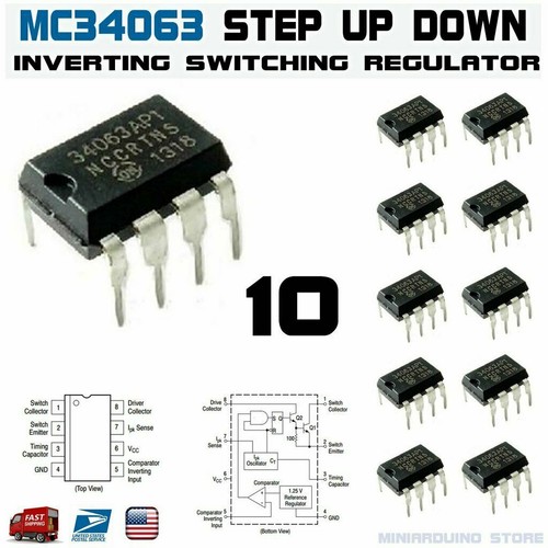 10pcs MC34063 MC34063A 1.5A Step-Up/Down Inverting Switching Reg ...