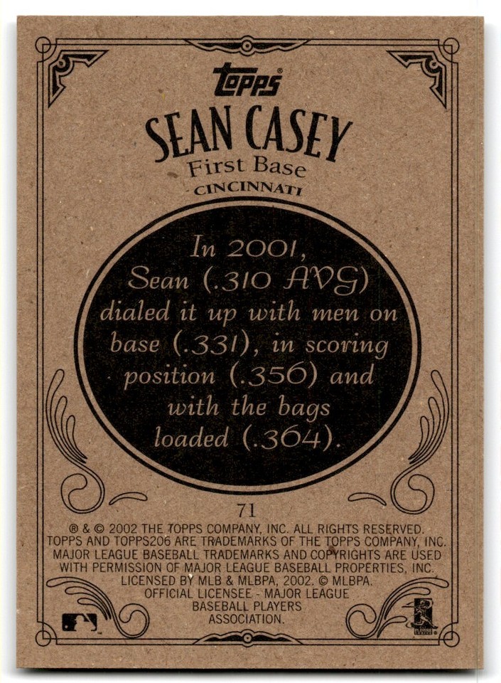 2002 Topps 206 Sean Casey Baseball Cards #71 | eBay