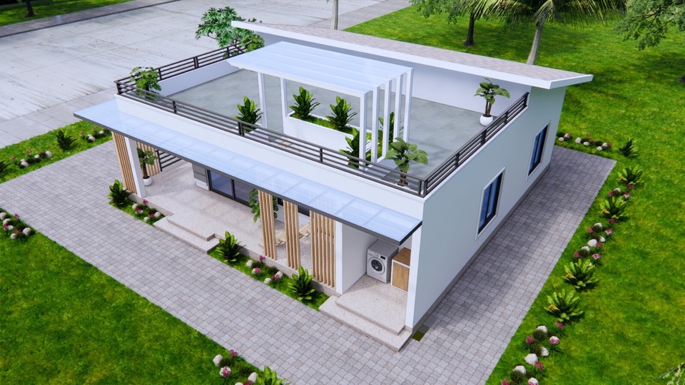 33x33 Feet Small House Plan 10x10 Meter 3 Bed 2 Bath Terrace PDF & A4 ...