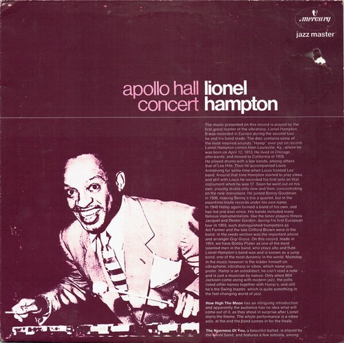 Lionel Hampton - Apollo Hall Concert 0 LP, Album, Mono, RE Mercury 6499 ...