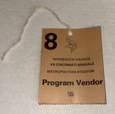 Minnesota Vikings vs Cincinnati Bengals Program Vendor Pass NFL Ticket ...
