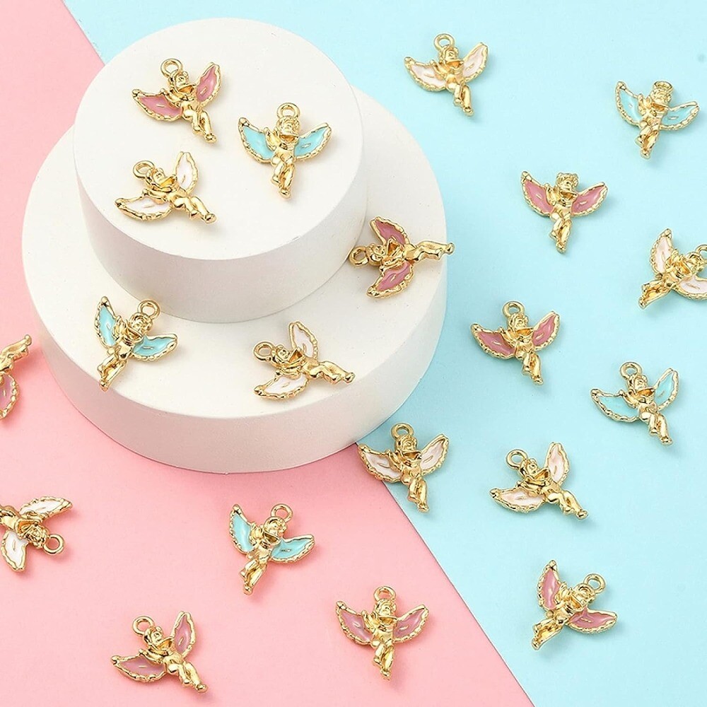 30pcs 3Colors Guardian Angel Angel 3D Pendant Earrings Enamel Angel ...