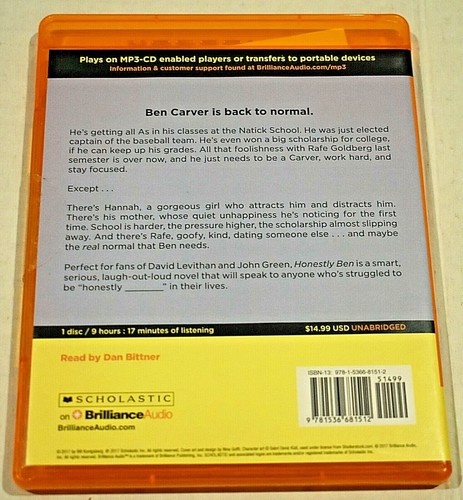 Honestly Ben by Bill Konigsberg (2017, CD MP3, Unabridged edition) for ...