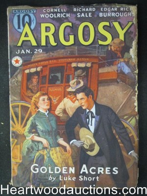 Argosy Jan 29, 1938 Edgar Rice Borroughs , Cornell Woolrich, Luke Short ...