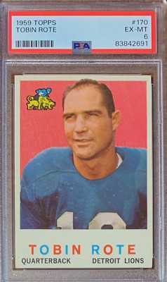 1959 Topps Football #170 Tobin Rote Detroit Lions PSA 6 Nicely Centered ...