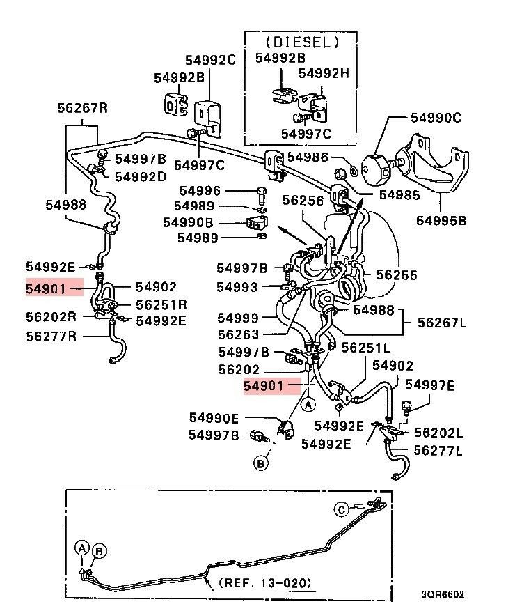 Front Brake Hose Upper 200mm for Mitsubishi DELICA L400 SPACEGEAR PE8W ...