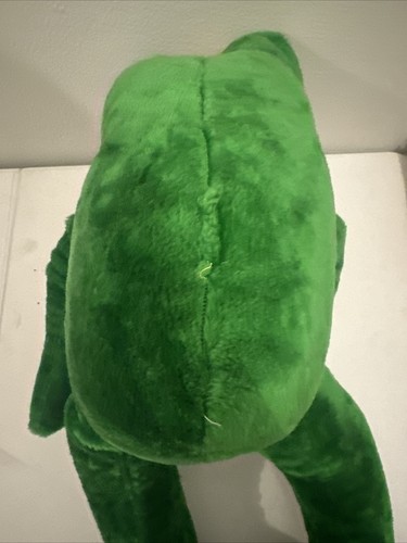 VINTAGE Broadway Toy Huge Frog Sitting Green Yellow 28" Plush Stuffed ...