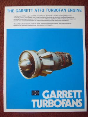BROCHURE PUB GARRETT ATF3 TURBOFAN ENGINE BUSINESS JET ATF3-6 | eBay