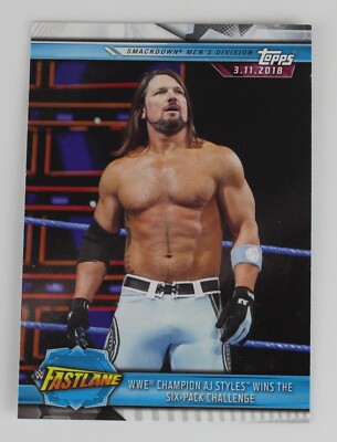AJ Styles WWE Wrestling Trading Card Topps Raw 2018 Fastlane Smackdown ...