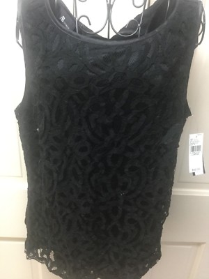 AB Studio Lace Tank Sleeveless Cami Blouse Black L NWT | eBay