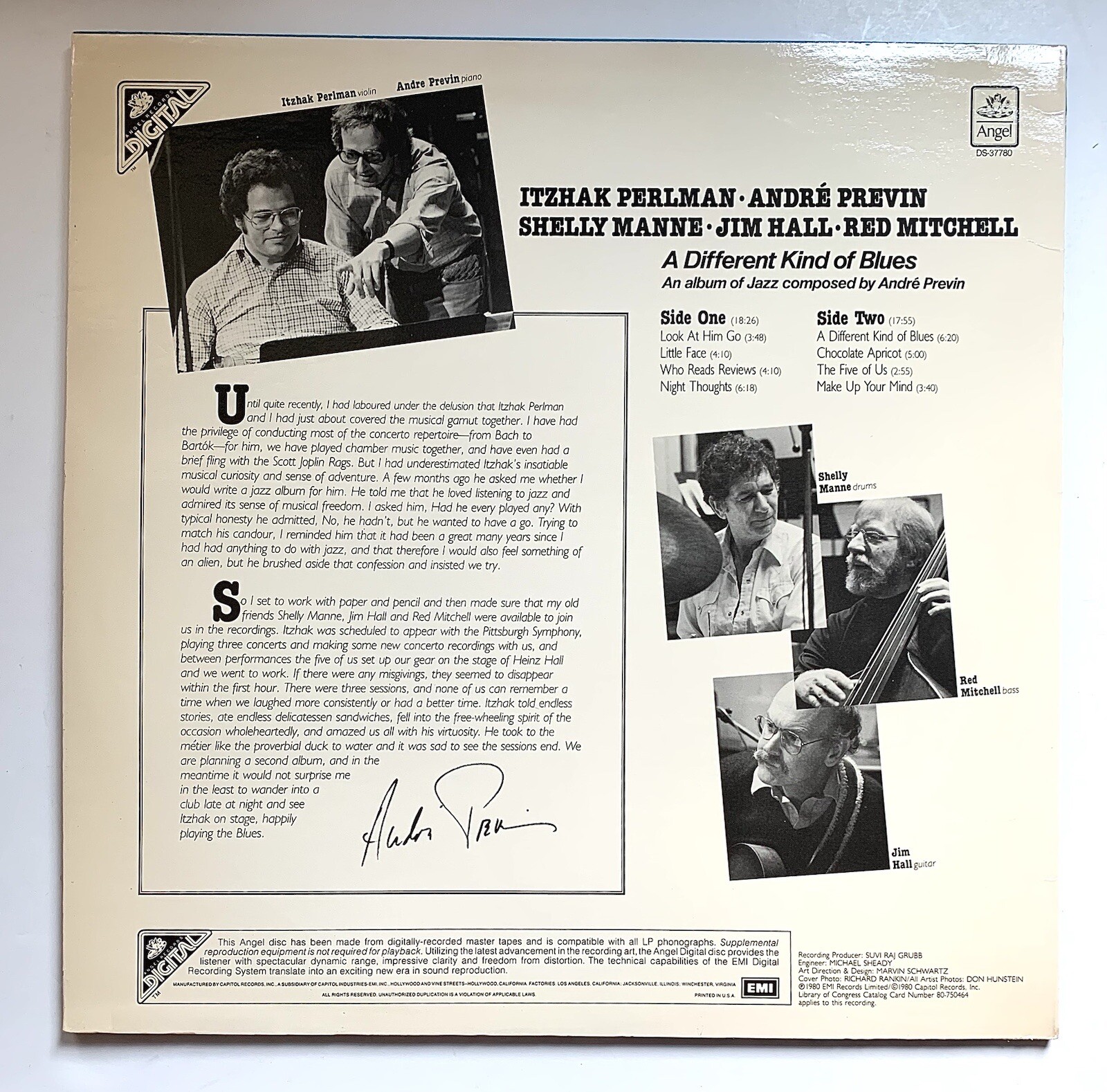 Andre Previn | Itzhak Perlman - A Different Kind Of Blues (1980) EX+ ...