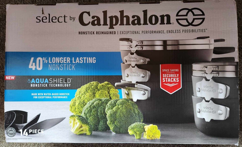 Calphalon Select Space-Saving Hard-Anodized Cookware Set - 14 Pieces ...