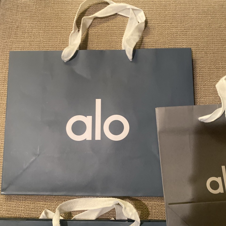ALO Empty Gift Bag Authentic Shopping Tote Gray And Blue Lot 13 X10 & 8 ...