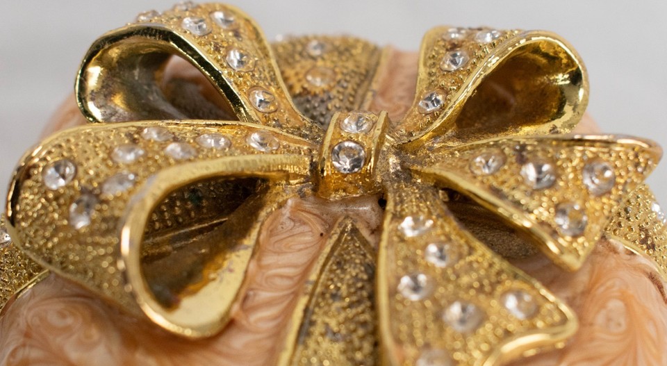 Decorative Painted Enamel Baked Clear Rhinestone Gold Trinket Jewelry ...