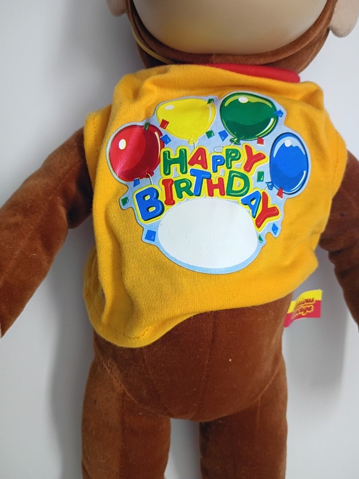 Curious George Happy Birthday Plush 2005 Marvel Rubber Face Hat Shirt ...