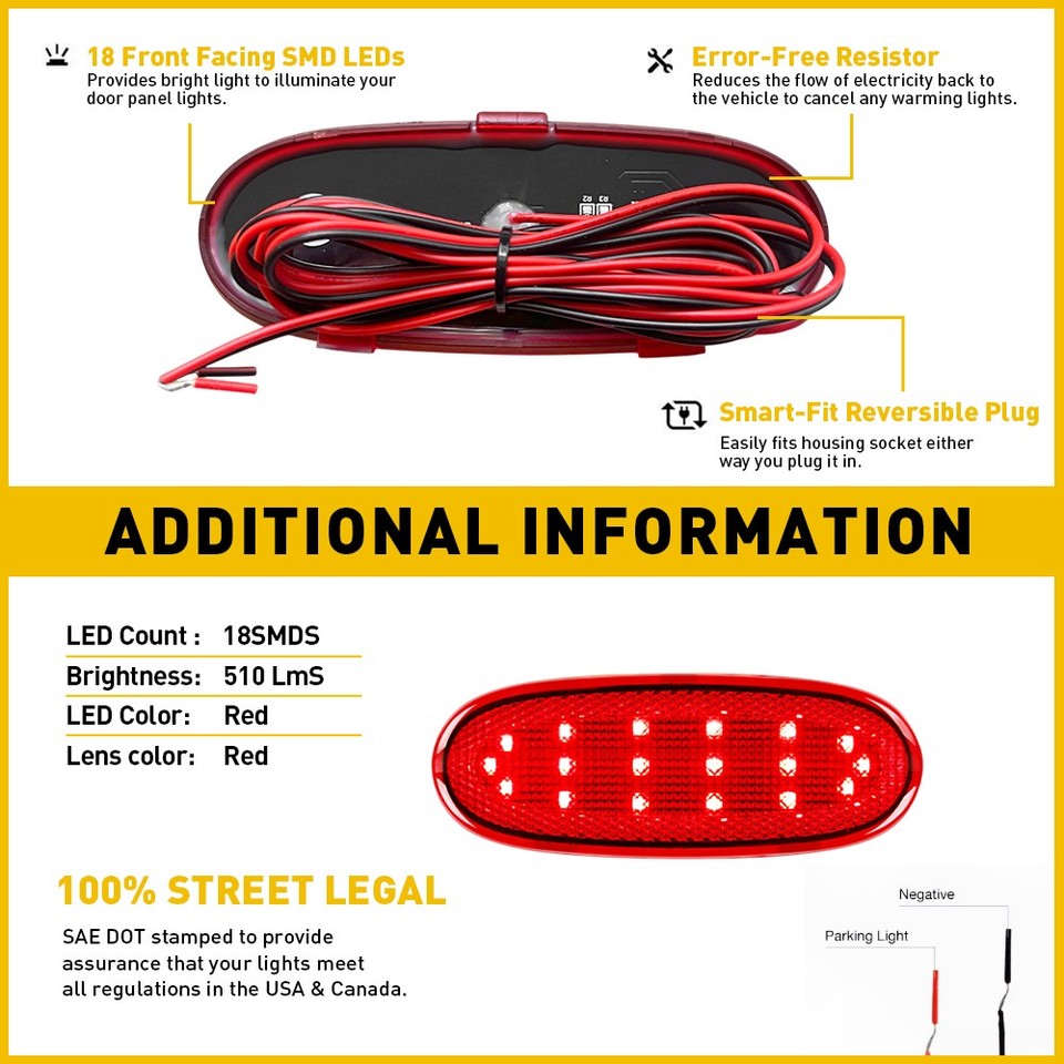 8x Interior Door Panel Courtesy Lights LED for 2002-2009 Dodge 1500 RAM ...