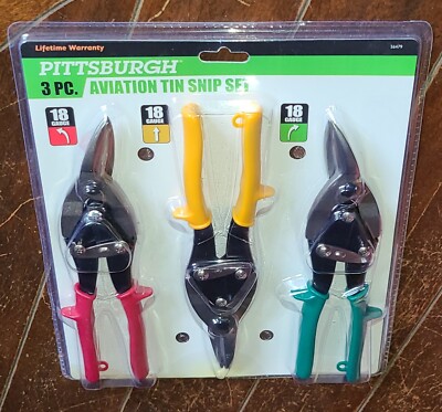 3pc Aviation Tin Snip Set: Left, Straight & Right Cut Snips! 10" Length ...