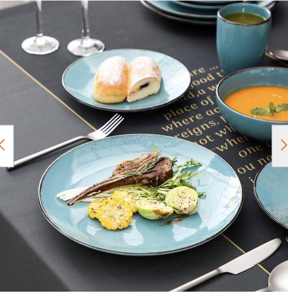 Navia 16-Piece Vintage Oceano Sea Blue Stoneware Dinnerware Set ...