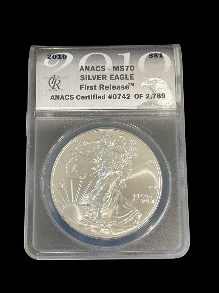 2010 $1 AMERICAN SILVER EAGLE ANACS MS70 FIRST RELEASE LABEL | eBay
