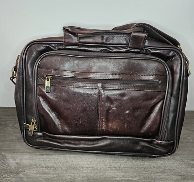Samsonite Espresso Brown Leather Portfolio Briefcase Case 12.5" x 16.13 ...