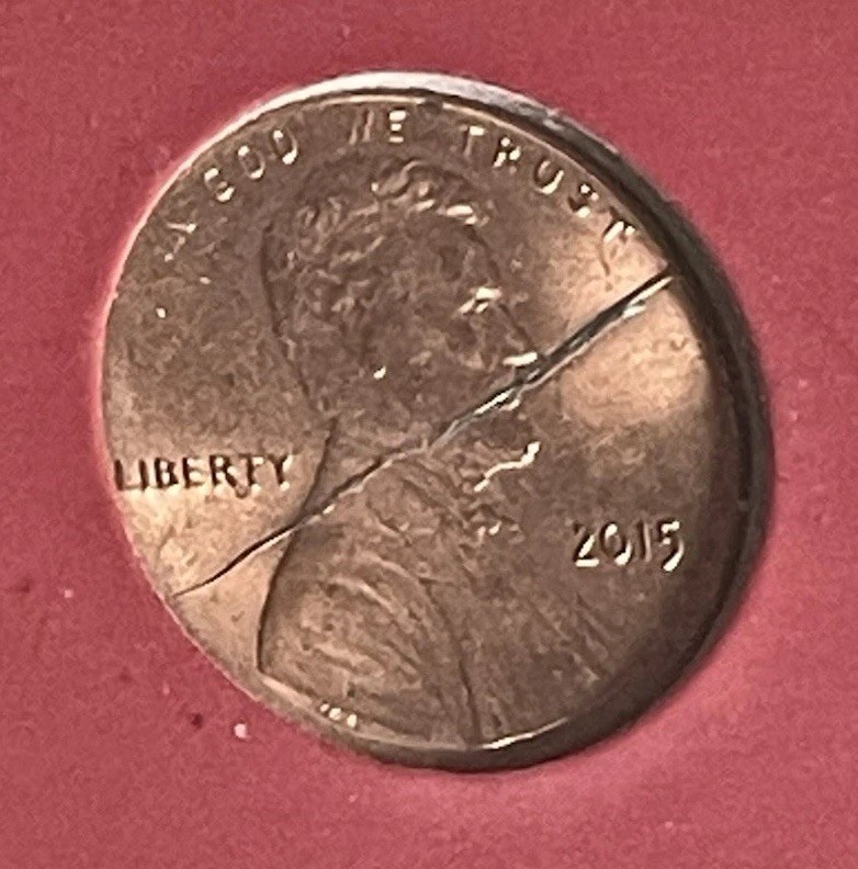 2015 P Lincoln Shield Cent Bi-secting Obverse Die Crack Error Coin MS ...