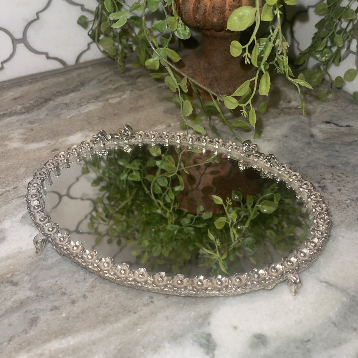 Vintage Mirrored Vanity Tray Vintage Glass And Gold Vanity Tray