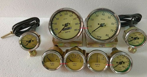 Smiths-52mm-Kit-Temp-Oil-Fuel-Oil Temp Gauge Volt +Amp Gauges White ...