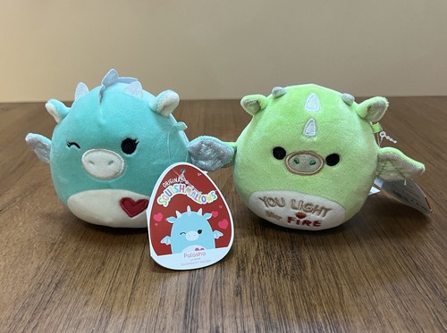 Nwt Squishmallow 4” Azizi Dragon You Light My Fire Palasha Set Plush ...