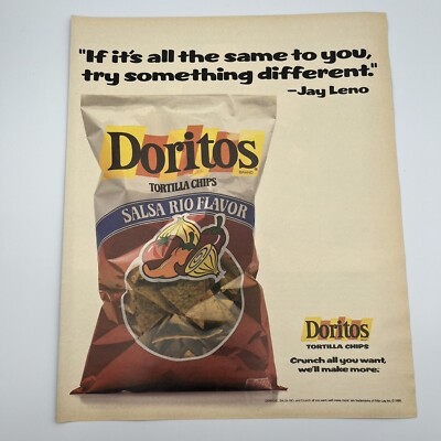 Doritos Salsa Rio Chips 1989 Print Ad 10"x12" Jay Leno quote ...
