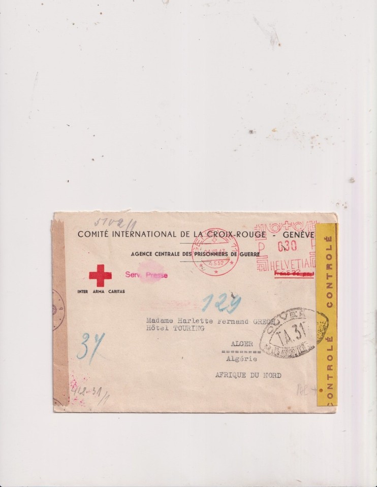 WW2. Croix Rouge Internationale. Genève. Signature. Elie Moroy. Gregh ...