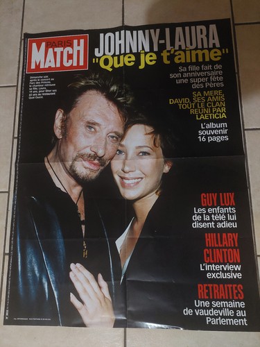 POSTER Johnny HALLYDAY & LAURA 0,78 x 0,59 mêtre GRAND format PARIS ...