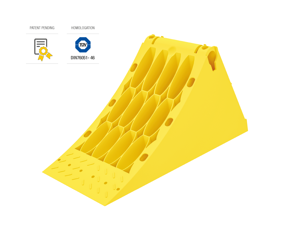 YELLOW WHEEL CHOCKS HEAVY DUTY LORRY LARGE CHOCK G46 383x160x190 LOKHEN ...