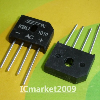 10 PCS KBU1010 SIP-4 KBU 1010 10A Single Phase Silicon Bridge Rectifier ...