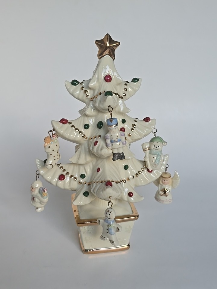 2005 Lenox Christmas Tree Porcelain 8 Ornaments 22 Kt Gold Trim 8.25 ...