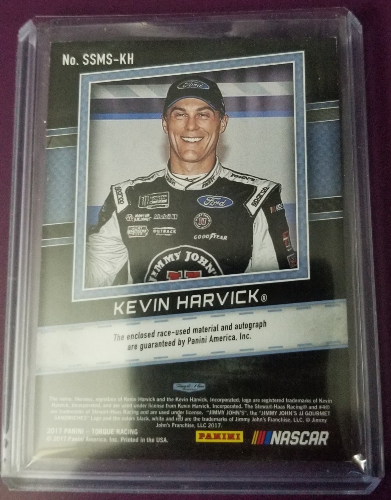 2017 PANINI KEVIN HARVICK SIGNATURE NASCAR #22/51 SHEET METAL AUTOGRAPH ...