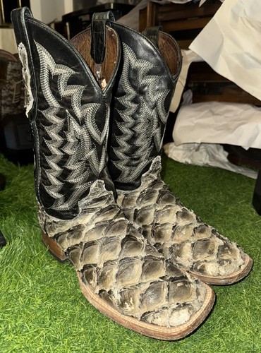 Men’s Pirarucu Fish Scale Western Cowboy Boots By Ranchers | eBay