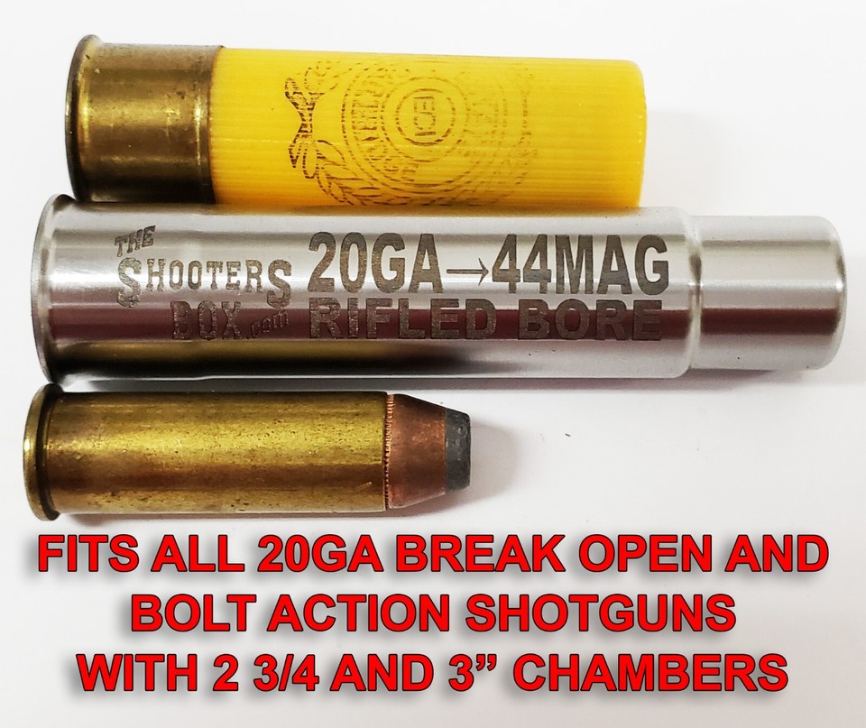 20GA to 44 MAG RIFLED Shotgun Adapter - Chamber Reducer - Stainless ...
