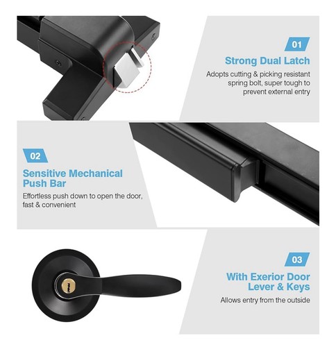Ironwalls Panic Exit Device With LeverBlack Fits Commercial Doors 41 ...