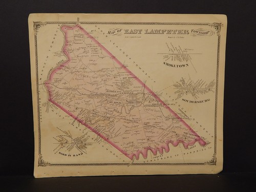 Pennsylvania Lancaster County Map East Lampeter Township 1875 Dbl Side ...