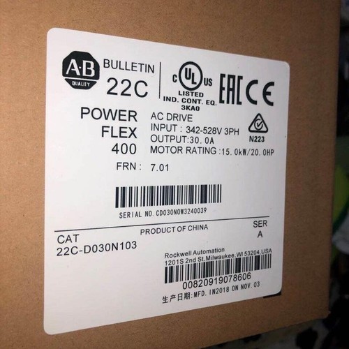 22C-D030N103 New Factory Sealed AB PowerFlex 400 15 kW 20 HP AC Drive ...