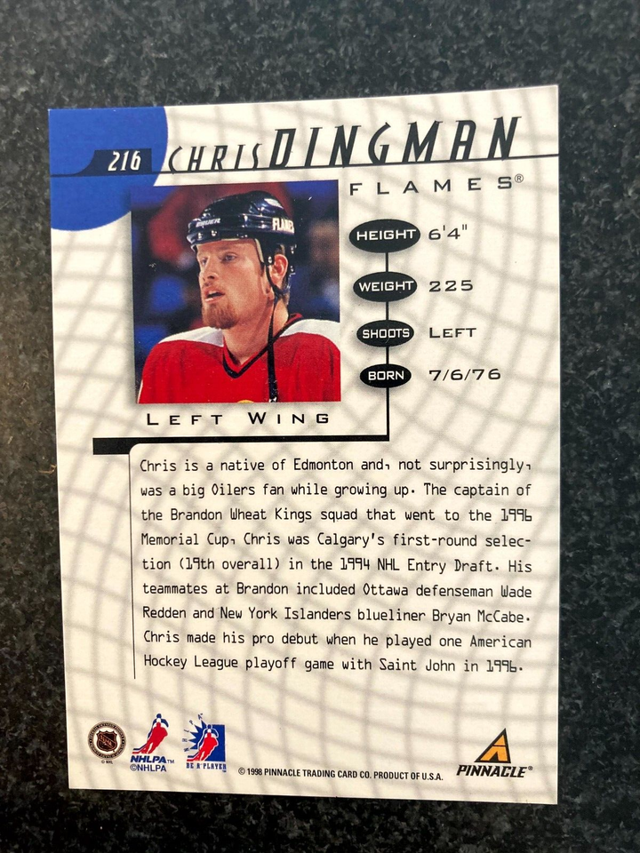 1997-98 Pinnacle Be A Player Auto Chris Dingman #216 Rookie Auto RC B22 ...