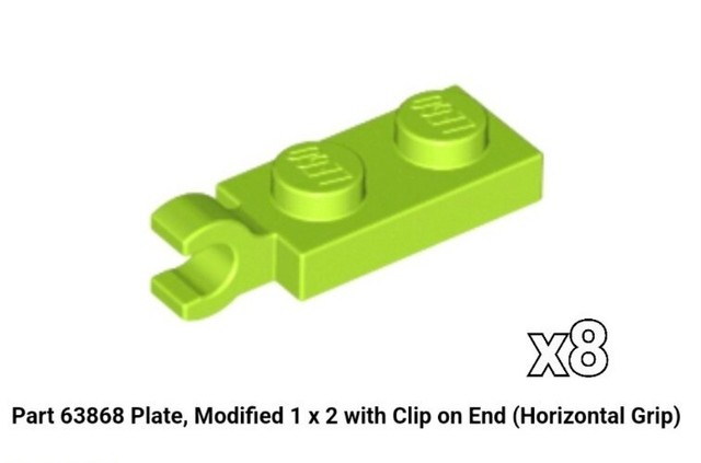LEGO 63868 Black 1x2 Plate 1 X 2 With Horizontal Clip on End - 20 Pcs ...
