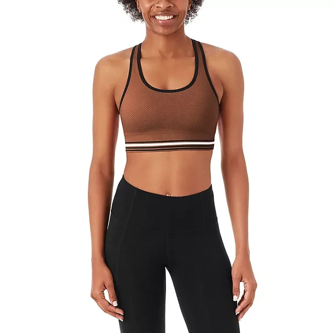 Member's Mark Ladies 2 Pack Racerback Sports Bra Size L White/Cinnamon ...