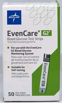 Evencare G2 Blood Glucose Test Strips Self-Testing with G2 - 50 Count ...