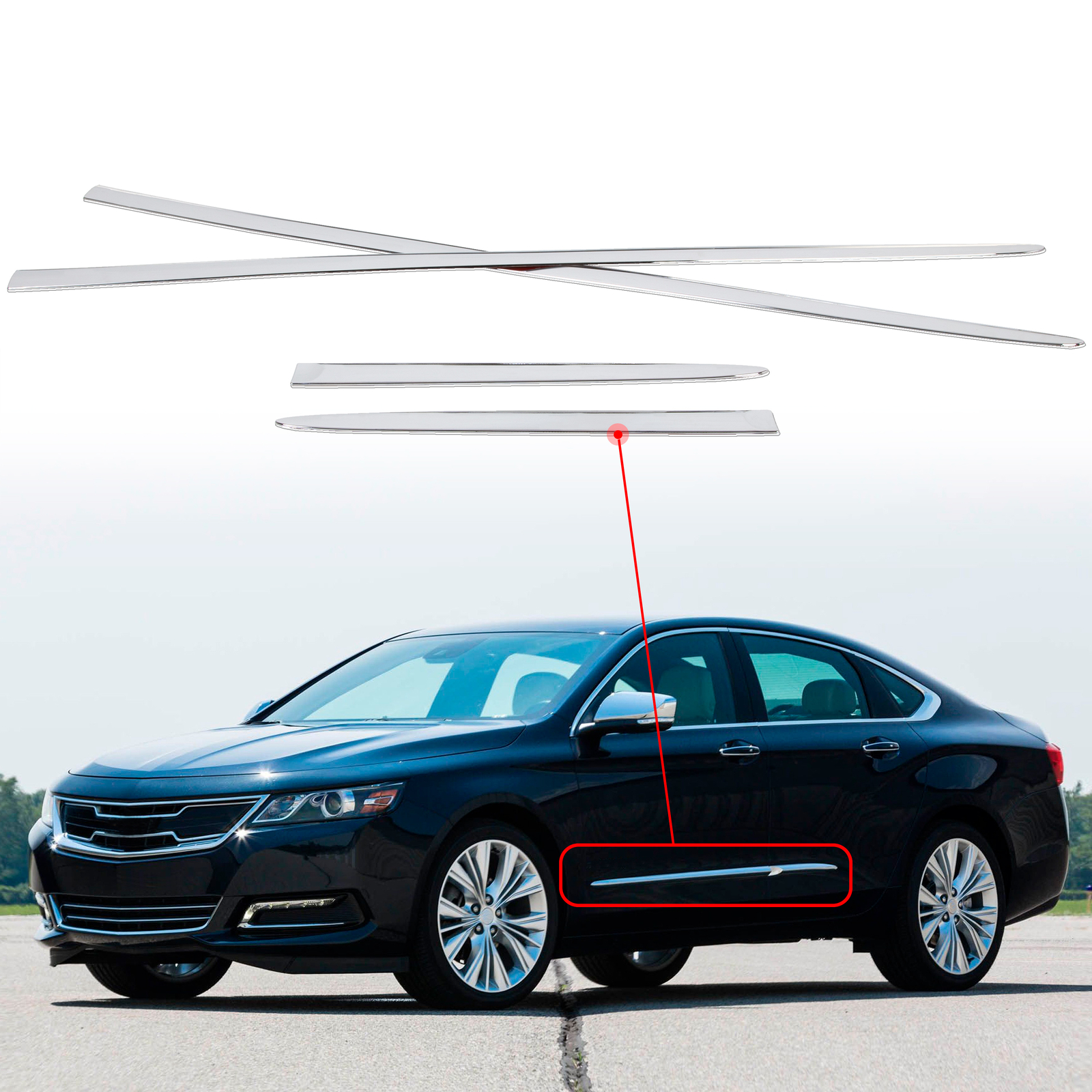 4 Pcs Chrome Side Skirt Door Garnish Molding trim For 2015-20 Chevrolet ...
