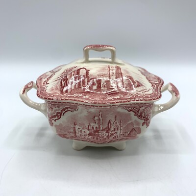 Johnson Bros. China England OLD BRITAIN CASTLES Pink Sugar Johnson Bros. China England OLD BRITAIN CASTLES Pink Sugar